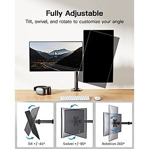 HUANUO Dual Monitor Mount for 2 Monitors up to 30 inches, Heavy Duty Dual Monitor Stand Holds up to 22 lbs, Dual Monitor Arm with Height Adjustable Tilt Swive Rotate, VESA Hole 75mm or 100mm