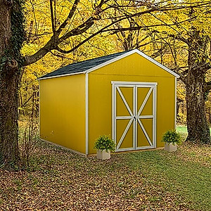 Handy Home Products Astoria 12x12 Do-It-Yourself Wooden Storage Shed with Floor Brown