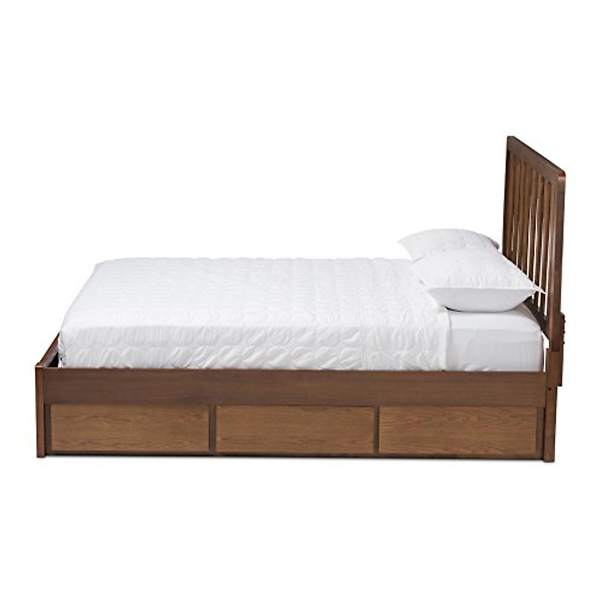 Baxton Studio Garonne Storage Platform Bed, Queen, Walnut Brown