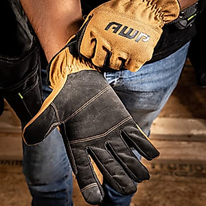 AWP Duck Canvas Utility Work Gloves for Men and Women, Abrasion Resistant, Large,Brown