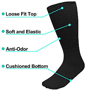 Falari Diabetic Socks Men Unisex Size 10-13 Black 63-2040-12PAIRS