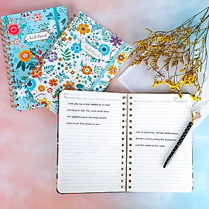 EOOUT 3 Pack Spiral Notebook, Journal for Women, Hardcover Spiral Journal, 6"x 8.5", 160 Pages, Cute Blooming Floral, Back Pocket, 100gsm Paper, for Gifts, Office, School Supplies