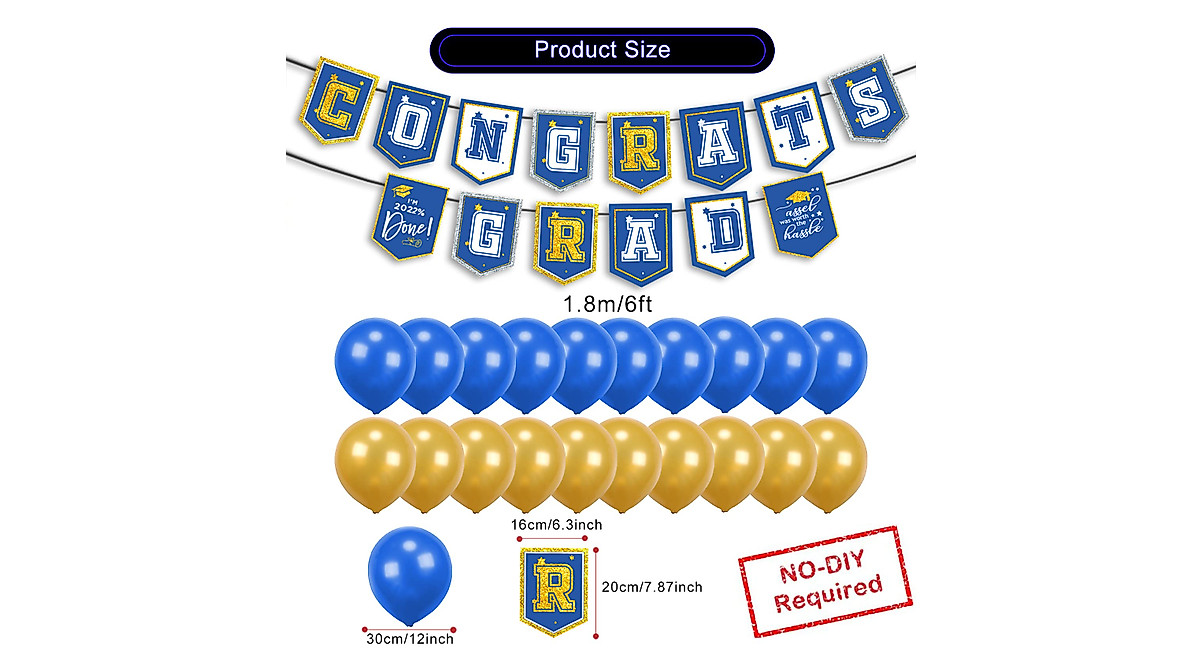Kortes 2022 Blue & Gold Graduation Decor Kit - Celebrate in Style