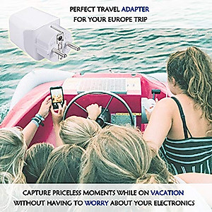 Ceptics Schuko, Germany, France, Spain Travel Adapter Plug with Dual USB - Usa Input Type E/F - Ultra Compact Perfect for Cell Phones, Laptop, Camera Chargers, iWatch, iPad, iPhone and More (CTU-9)