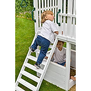 Avenlur Craftsman Modern Swing Set - Outdoor Backyard Swing: Montessori Waldorf Style Slide, Clubhouse, Fort, Gymnastic Bar, Rock Climb Wall, and More for Kids' Imaginative Play - ASTM Cert. - 3-11yr