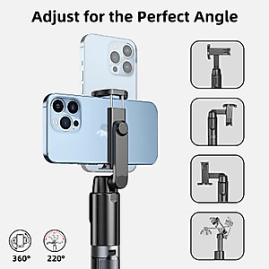 Selfie Stick Tripod for iPhone, Cell Phone Stand for Recording with Wireless Remote, Lightweight Tripod Stand for iPhone 13/12/12 Pro/12 Pro Max/11/11 Pro/X/XR/XS/8/7/6S,Android Samsung Smartphone