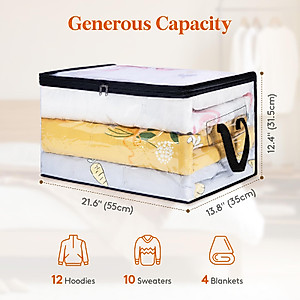 Lifewit 6 Pack Clear Clothes Storage Bags, 60L Plastic Blanket Storage Bags, Vinyl Foldable Moving Bags with Zipper, Closet Organizers and Storage Containers for Bedding, Duvet, Pillow