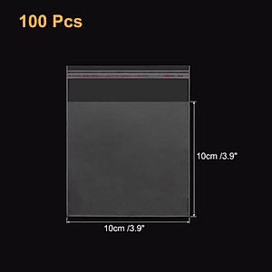 uxcell 100Pcs Clear Cello Bags, 4" x 4" Plastic Self Sealing OPP Cello Treat Bags Cello Poly Bags for Packing Cookies Candy Jewelry Gifts, Clear