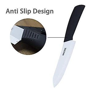 WACOOL Ceramic Knife Set 3-Piece (Includes 6-inch Chef's Knife, 5-inch Utility Knife and 4-inch Fruit Paring Knife), with 3 Knife Sheaths for Each Blade (Black Hand 2022)