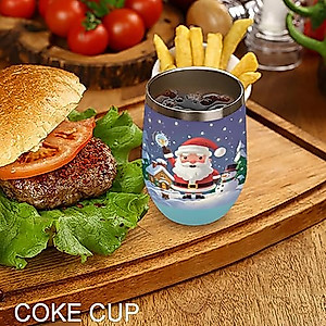 OPTKSNCU 304 Stainless Steel Insulated Cup with Lid, Big Santa Claus Print Durable, And Easy to Clean – Ideal for Home, Office, And Gift Giving