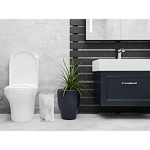 Essentra Home Marble Rectangular Trash Can for Home Office, Bedroom, Bathroom, Kitchen - 2.4 Gallon, 9 Liter Capacity - Fits in Narrow, Compact Spaces - Stable, Durable Polyresin