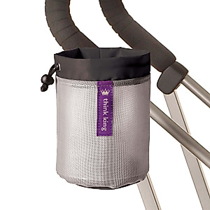 Think King Soft Buggy Cup for Stroller, Wheelchair, Rollator, Walker, Black/Silver