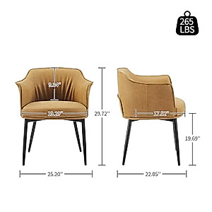 Art Leon Faux Leather Accent Chair, Mid Century Modern Arm Chair, Upholstered Living Room Chair with Metal Legs for Kitchen Bedroom Office, Light Brown