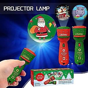 LELEBEAR 2 Packs Slide Projector Torch Projection Light, Flashlight Projector for Bedtime, Christmas Education Learning Gifts (2 Packs)