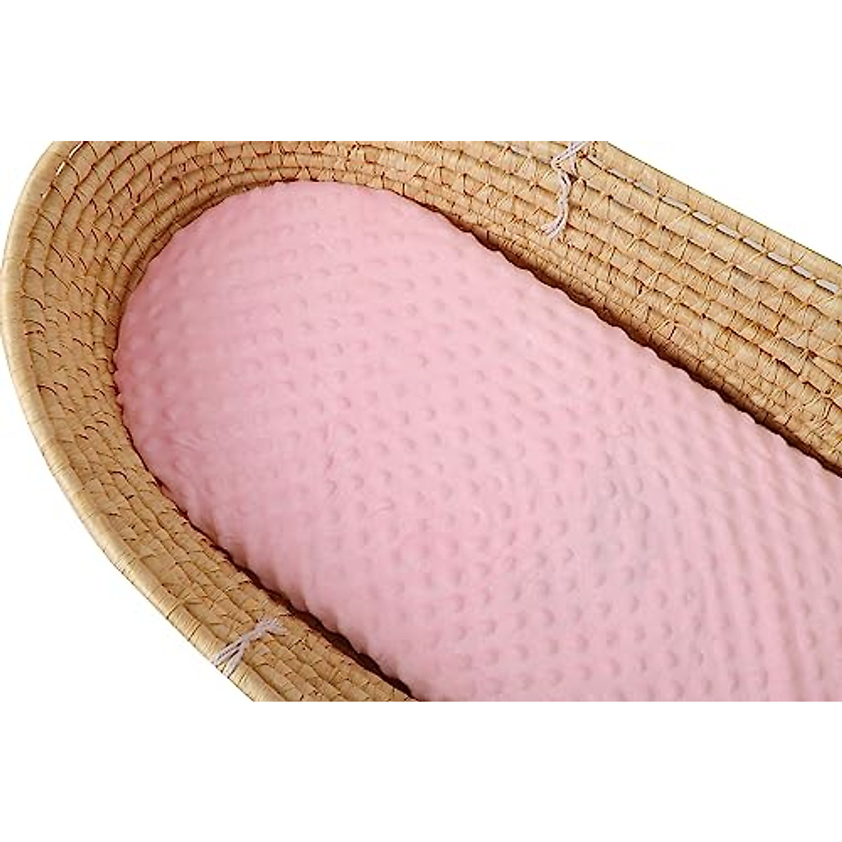 Minky Bassinet Sheet Set 2 Pack Stretch Fitted Cradle Sheets,Ultra Soft Thick Universal Fit Oval Rectangle Hourglass Pad/Mattress, for Baby Girls and Boys Grey Pink