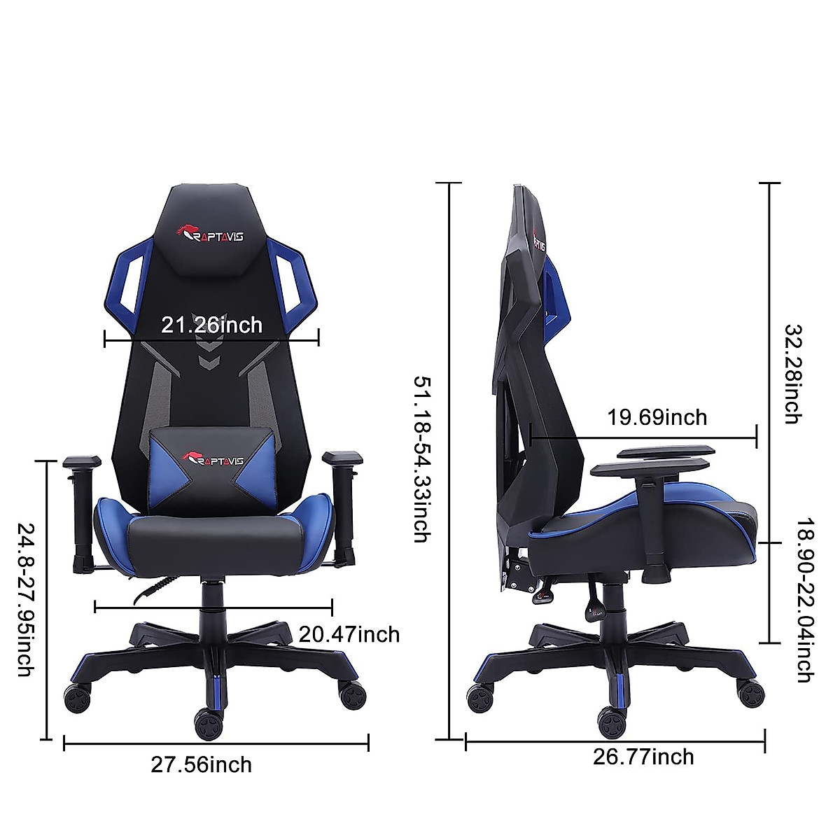 RAPTAVIS Gaming Chair Computer Ergonomic Office Chair Backrest and Seat Height Adjustable Swivel Recliner with Lumbar Cushion Esports Mesh Chair(Blue/Mesh)