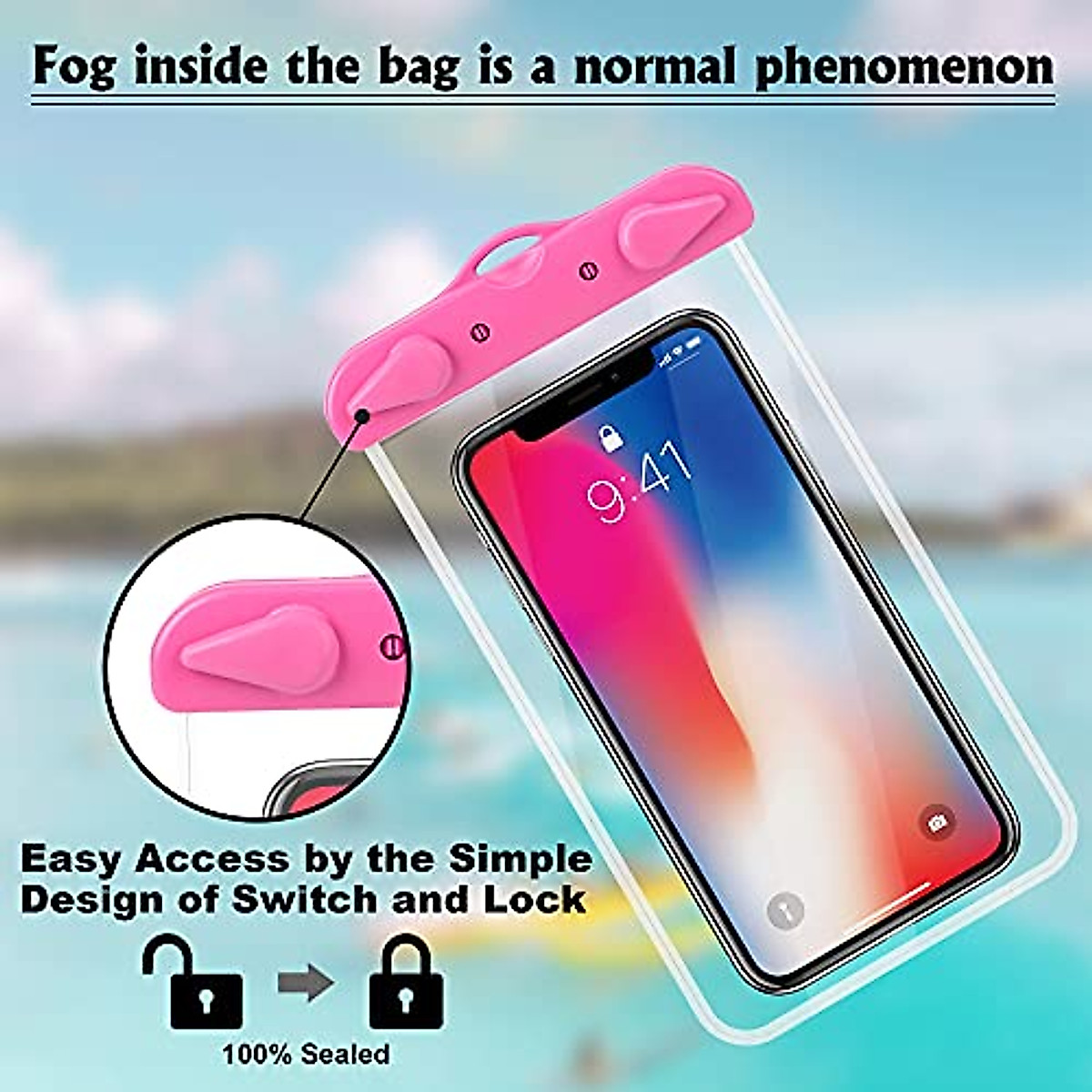 Arae Waterproof Phone Pouch Compatible for iPhone 13 Pro Max 12 11 XR X 8 7 Plus Samsung Galaxy S21 and More Up to 7 Inch for Beach Swimming Surfing Snorkeling 2 Packs Black+Pink