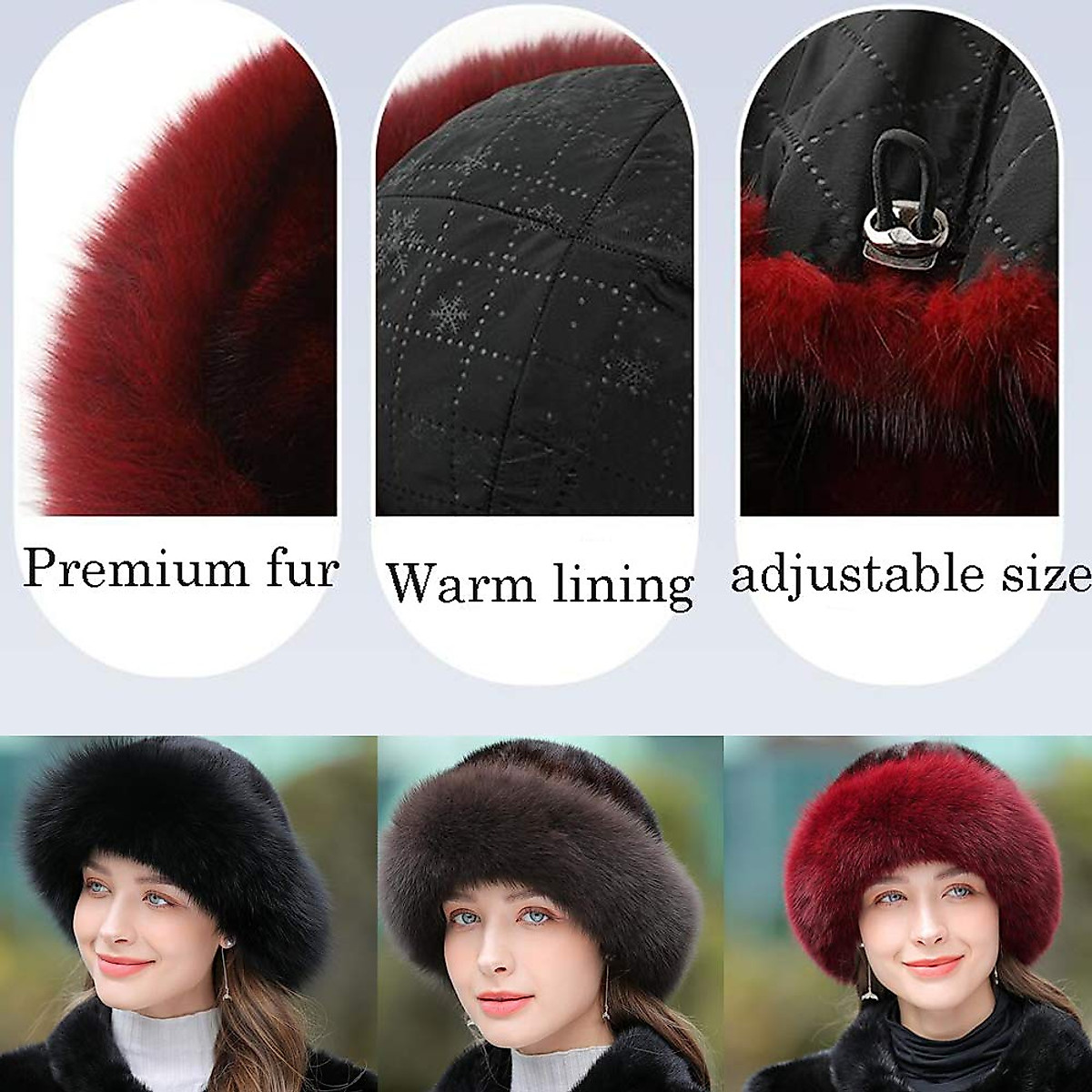 NWSTESLE Winter Fur Hat for Women Warm Knitted Fur Cap Beanie for Women wiht Mink Fur(Brown)