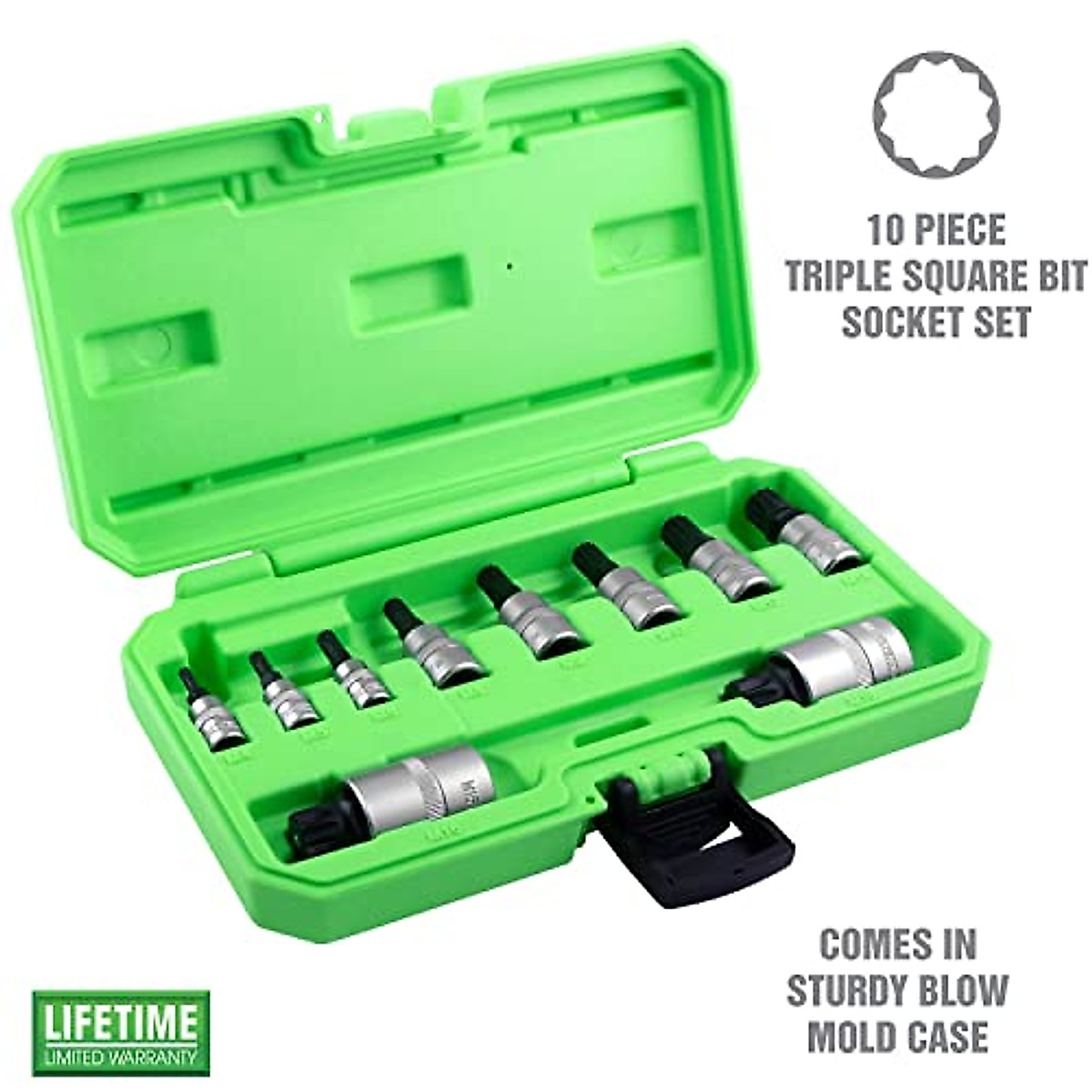 OEMTOOLS 23906 10 Piece Magnetic Triple Square Bit Socket Set, Triple Square Socket Set for European Vehicles, Includes Sturdy Storage Case