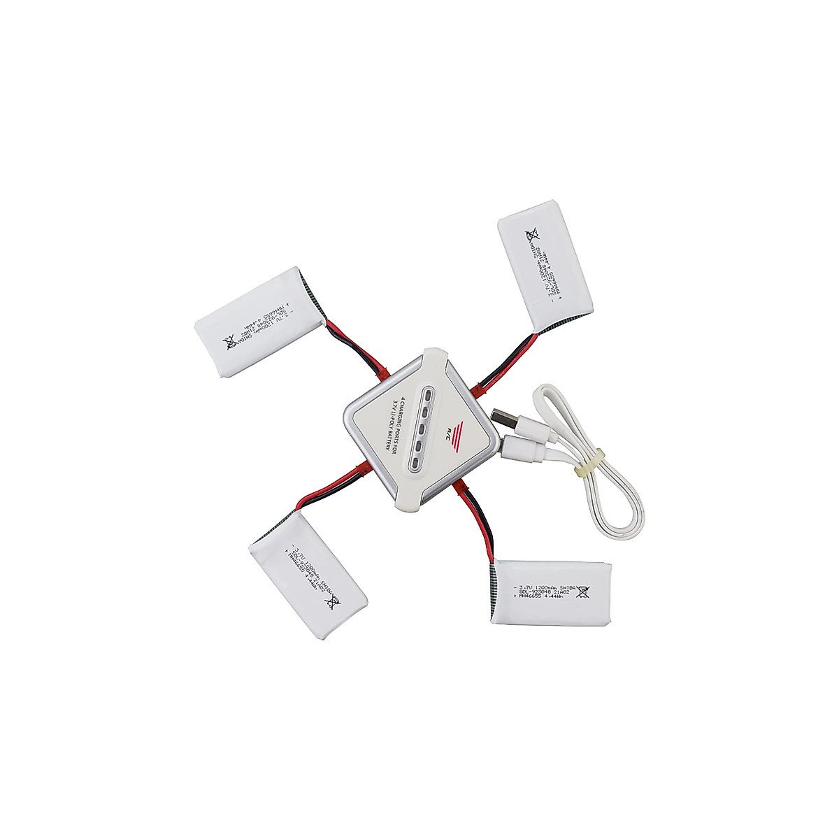 Fytoo 4PCS 3.7V 1200mAh Lithium Battery&1PCS 4 in 1 Charger for X900 X9TW Folding Quadcopter