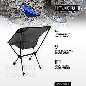Travel Chair Joey Chair, Portable Chair for Outdoor Adventures, Compact, Foldable Chair with Quick Set-Up, Black