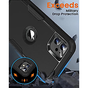 FireNova Design for iPhone 11 Case, with [Tempered Glass Screen Protector][Shockproof] [Dropproof],Protective Heavy-Duty 3 in 1 Tough Rugged Non-Slip Protective Phone Case Cover,6.1 Inch,Black