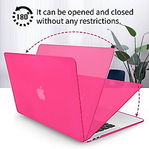 Seorsok Compatible with MacBook Air 13 Inch Case2022 2021 2020 2019 2018 Release A1932 A2179 M1 A2337 Touch ID,Plastic Hard Shell Case with Keyboard Cover-Hot Pink