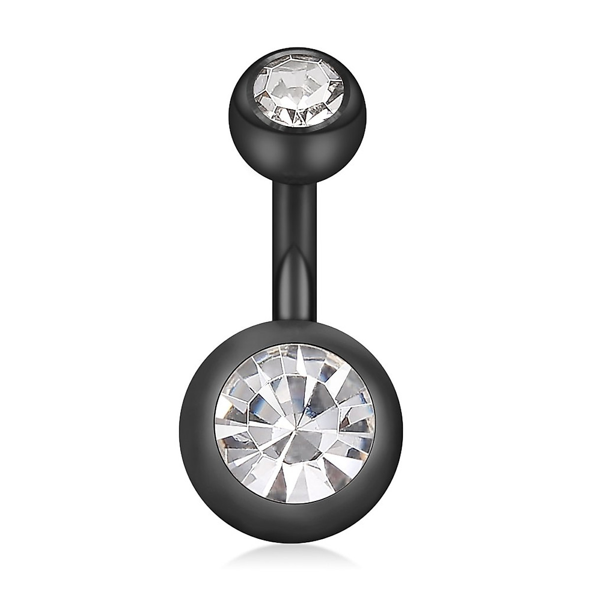 Ruifan 6PCS 316L Surgical Steel Double Clear Crystal 14G 6mm 1/4 Inches Short Belly Earring Navel Button Ring - Mix Color 2#