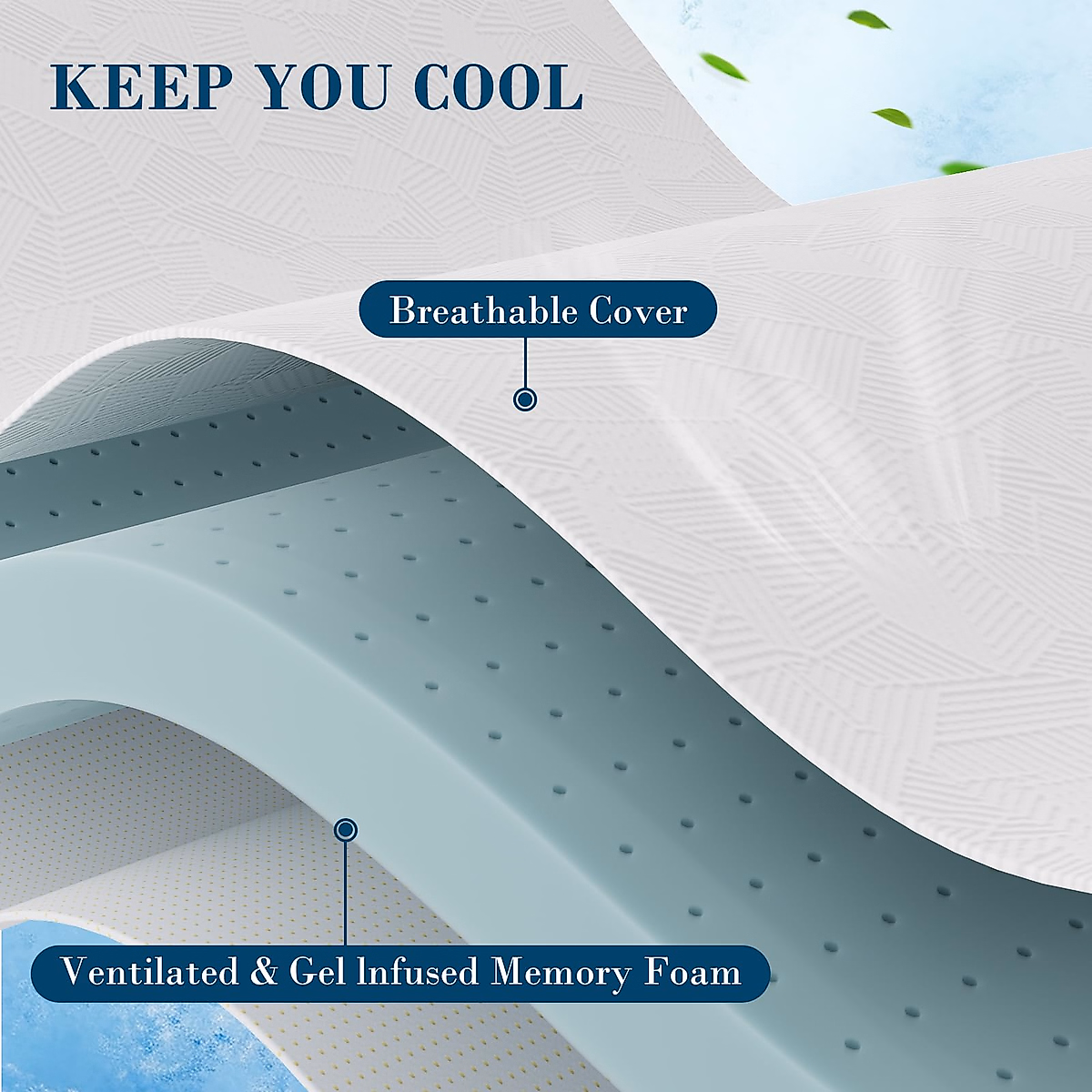 3 Inch California King Memory Foam Mattress Topper, Cooling Gel Bed Topper with Removable Cover, Soft & Pain Relief & Breathable, CertiPUR-US & Oeko-Tex Certified