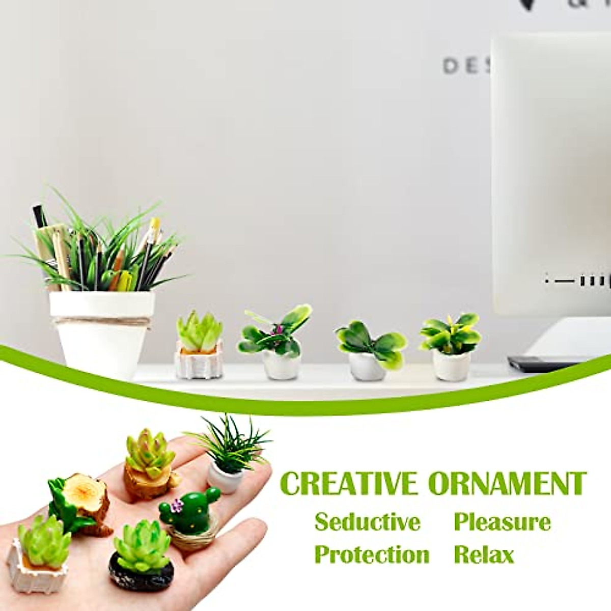 16Pcs Miniature House Plants Accessories Mini Potted Plants Bonsai Plant for Mini Garden Fake Greenery Decoration Boys Girls