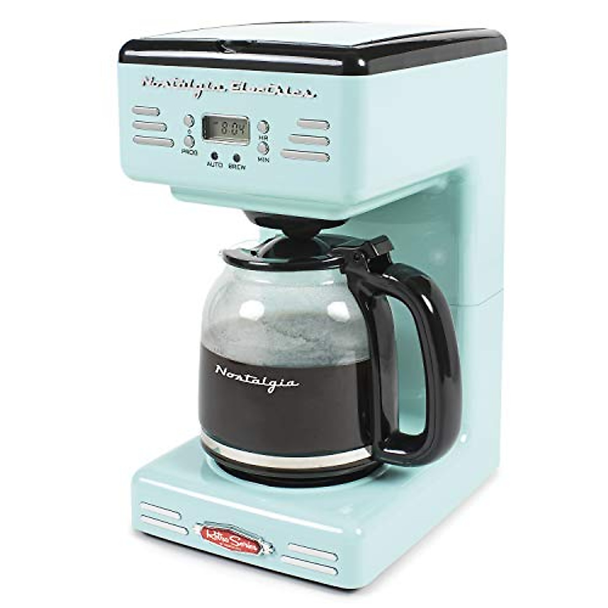 Nostalgia Retro 12-Cup Programmable Coffee Maker With LED Display, Automatic Shut-Off & Keep Warm, Pause-And-Serve Function, Aqua