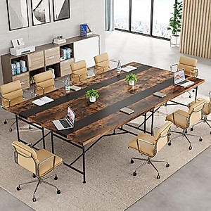6ft Conference Table Modern Rectangular Meeting Seminar Brown Industrial Vintage Iron MDF Modular