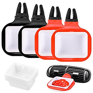 WXJ13 4 Pieces Sauce Holder for Car Dip Vent Clip for Sauce Mini Sauce Holder with 10 Replacement Jam Box Mini Dipping Cups Removable Dipping Sauces Holder Dipping Dish Container for Ketchup