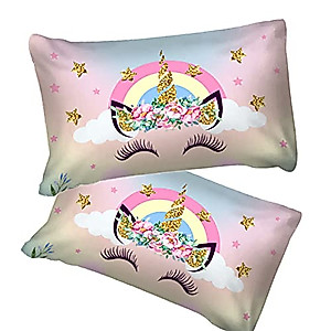 SEISYUKU Twin Duvet Cover Sets for Girls - Cute Bedding Set Twin Size 3 Pieces - Unicorn Duvet Cover and Pillowcases for Kids (Baby Pink, Not Duvet Inside)
