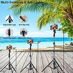 Fugetek 51" Professional Selfie Stick Tripod, 100% All Aluminum Stick & Legs, Lightweight, Detachable Bluetooth Remote, Portable All in One, Compatible with iPhone & Android, Non Skid Feet, Black