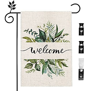 BIBURY Spring Floral Welcome Garden Flag 12×18 Inch Vertical Double Sided Outside Decor for Lawn Yard Farmhouse Courtyard Outdoor Decoration, UV Fade Resistant, Easy Installation