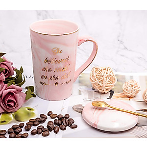 Mugpie She Believed She Could So She Did Coffee Mug - Congratulations Graduation Gifts for Her Women Girl Daughter College Nursing - Cute Motivational Inspiritional 12.5oz Pink Ceramic Cup + Gift Box