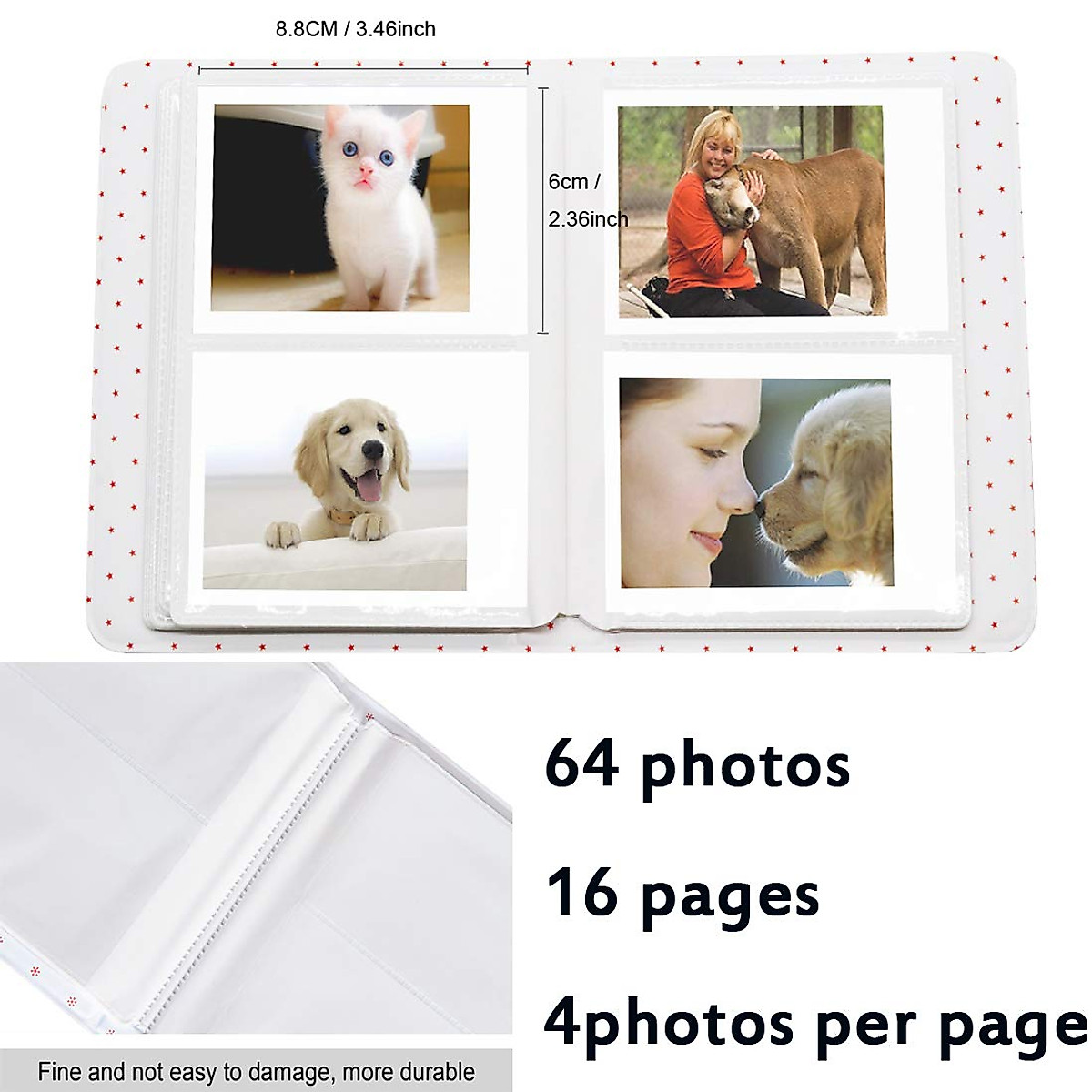 BigTrend 2x3 Inch Photo Paper Film Album Set for Fujifilm Instax Mini Camera, Polaroid Snap, Z2300, SocialMatic Instant Cameras & Zip Instant Printer (Starry sky-4, 64 Pockets)