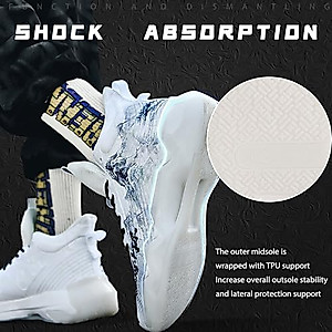 Promenie Men's High-Top Basketball Shoes Graffiti-Inspired Athletic Footwear with Superior Support Anti-Slip Design Outstanding Durability White Size 8