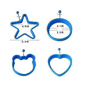 6 Packs Silicone Egg Rings, Heat Insulation Handles, Flexible Egg Rings for Frying Eggs Nonstick, Up to 230°C/446°F (Blue)