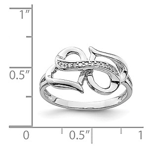 Size 8 Solid 925 Sterling Silver Diamond Infinity Symbol Heart Ring