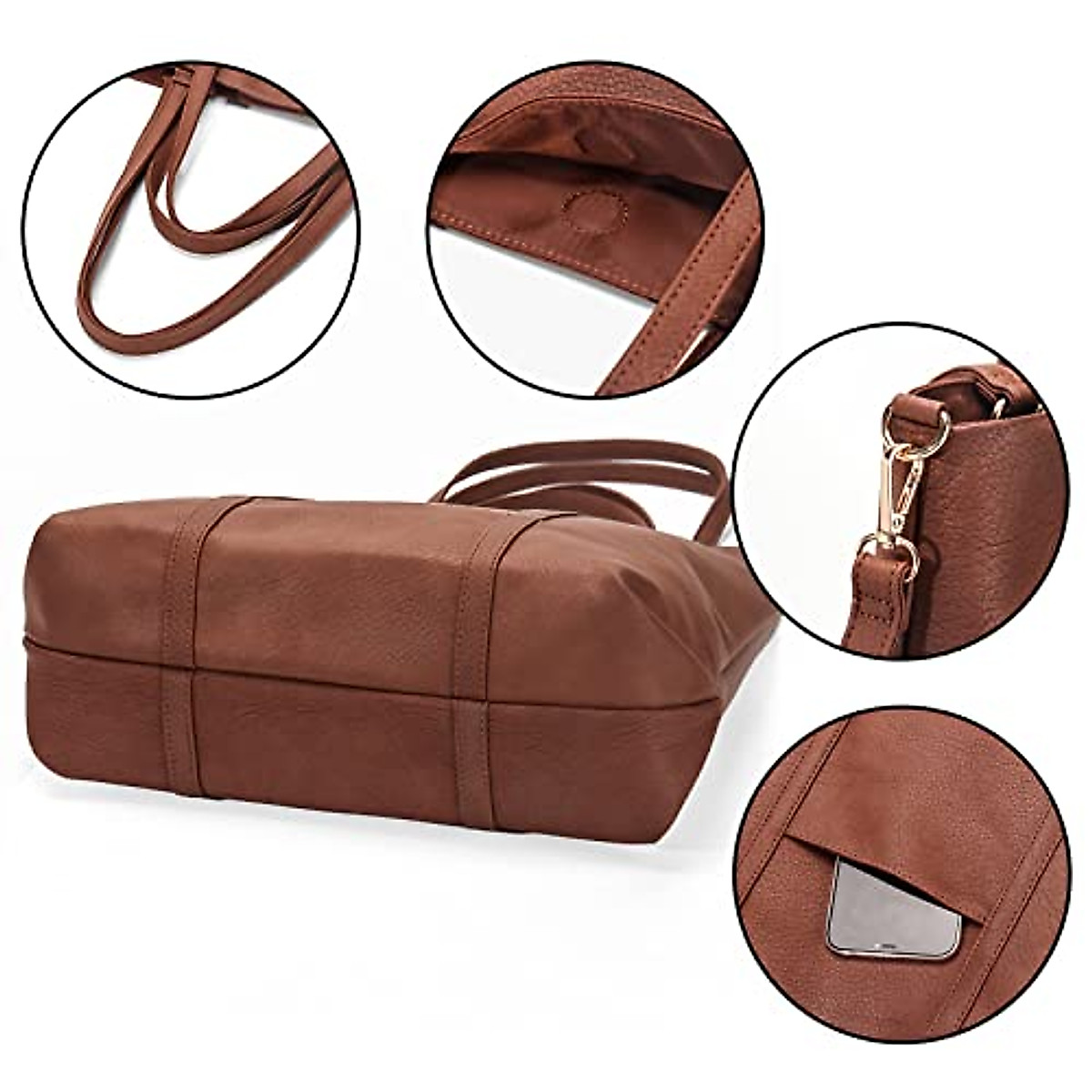 Tote Bag for Women-Reversible Woman Purses and Handbags Top Handle Satchel Purse Large Shoulder Handbag(22130-D.Brown)