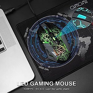 CHONCHOW Gaming Keyboard and Mouse Combo LED Backlit 104Keys Full Size Keyboard Light Up USB Wired Mechanical Feel 3600 DPI Gaming Mic for Windows PC Mac Xbox Gamer