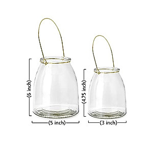 Serene Spaces Living Hanging Glass Jar for Wedding, Parties, Events, Patio, Use as Hanging Glass Lamp or for Flowers, Measures 6" Tall and 5" Diameter, Sold Individually