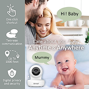 Video Baby Monitor with 4.3" Display & Remote Pan Tilt Camera, Auto Night Vision & Temperature Display,1000ft Long Range, 2-Way audio Talk,12 Hours Battery, Power Saving Mode, Vox, Zoom in, No Wifi