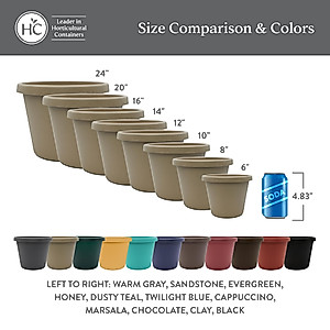 The HC Companies 10 Inch Round Prima Planter - Plastic Plant Pot with Rolled Rim for Indoor Outdoor Plants Flowers Herbs, Twilight Blue