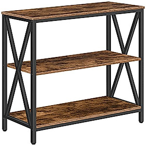 MAHANCRIS Sofa Table, Industrial Console Table, 3-Tier Narrow Side Table with Open Shelves, Foyer Table for Entryway, Hallway, Kitchen, Living Room and Bedroom, Easy Assembly, Rustic Brown, CTHR8001Z