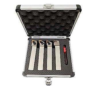 ASZLBYM 3/4'' inch CNC Lathe Indexable Turning Tool Holder with Nickel Plated,CNC Heavy-Duty Metal Lathe Bit Set with Tin Coated Carbide Turning Inserts WNMG431 CNMG431 TNMG331 16ER AG60
