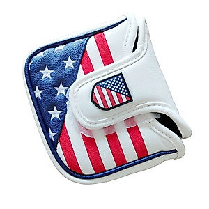 Mykepoda USA Square Mallet Golf Putter Head Cover Stars and Stripes Flag Pattern Headcover Magnetic