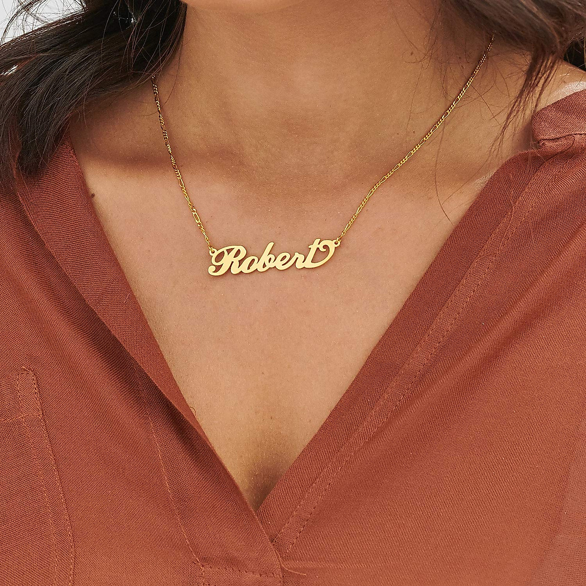 MYKA - Personalized Unisex Extra Thick Name Necklace for Men or Woman – Custom Nameplate Pendant- 925 Silver Sterling/Gold Plated/Gold Vermeil - Gift for Mother's Day Father's Day